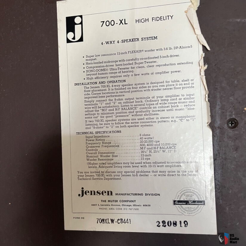 Jensen 700XL Photo #4230229 - US Audio Mart