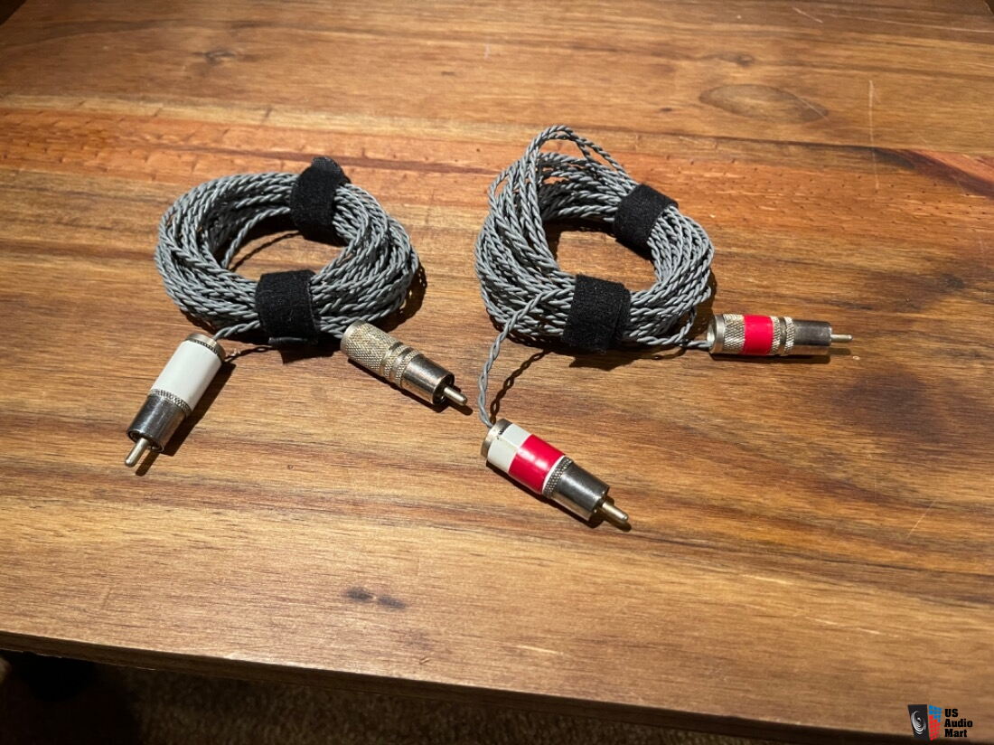 Pair of 18 Foot USA Audiophile Interconnects, Twisted Solid Core Copper ...