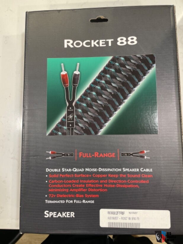 Audioquest rocket 88 12ft 72v carbon dbs pair full range silver series ...