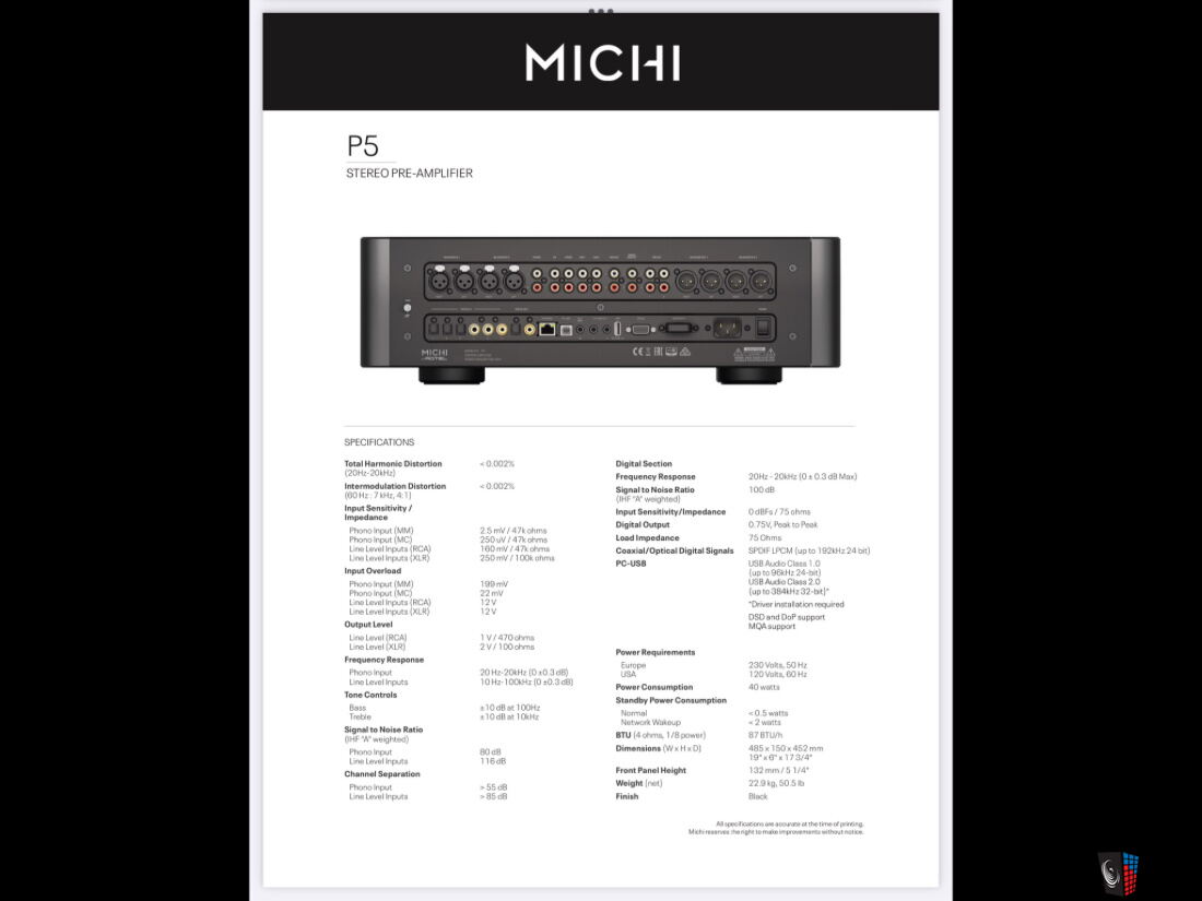 MICHI P5 Preamp DAC complete PRICE DROP! Photo #4466009 - US Audio Mart