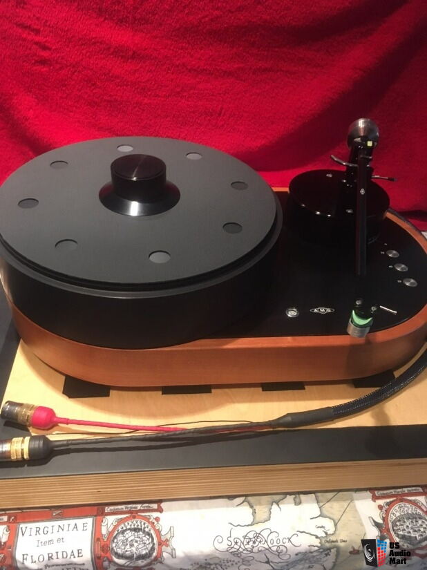 AMG Viella V12 turntable with custom cherry skirt and AMG's 12J12 ...