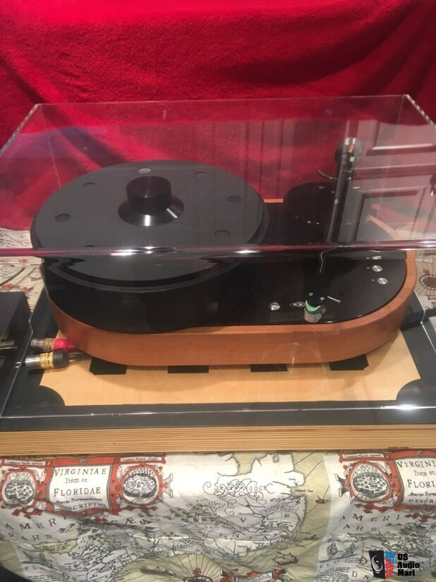 AMG Viella V12 turntable with custom cherry skirt and AMG's 12J12 ...