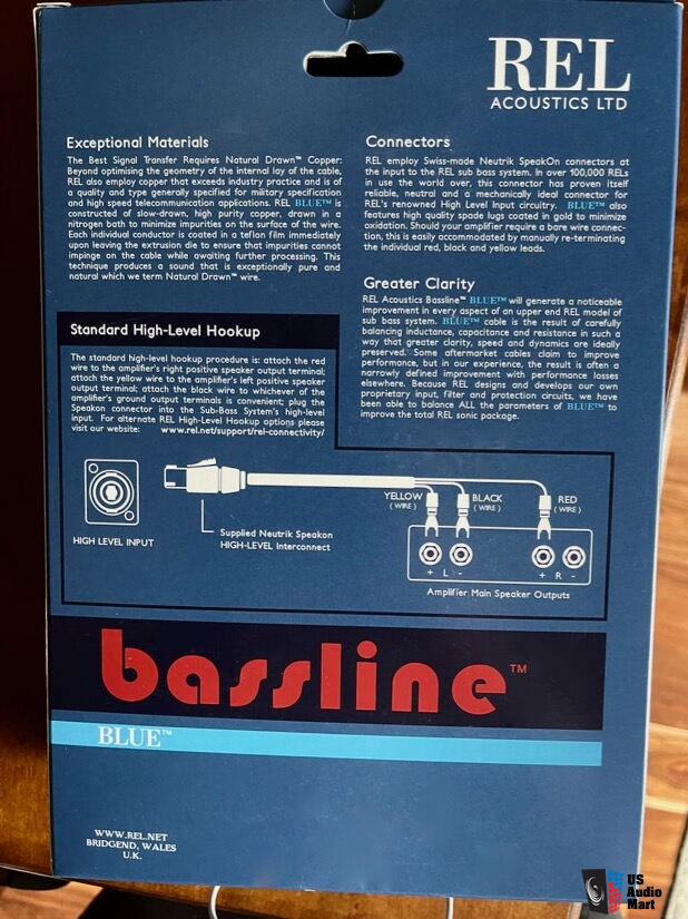 REL Bassline Blue Subwoofer Cable - in like new condition Photo ...