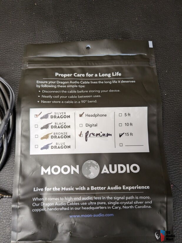 Moon Audio Silver Dragon Premium Cable for RAAL SR1a Headphones 15 Ft ...
