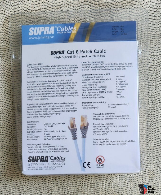 Supra Cat 8 Ethernet Cable (8 meter) Photo #4649956 - US Audio Mart