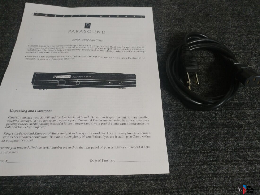 Parasound Zamp V.1 Stereo Zone Amplifier With Headphone Amp Very Clean ...