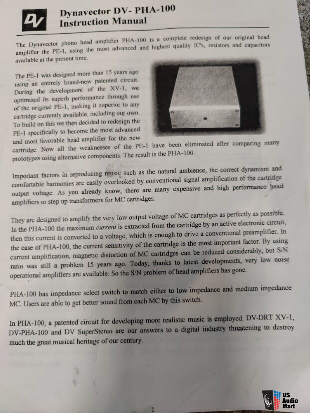 Dynavector DV-PHA-100 current based MC amplifier, similar to a step up ...