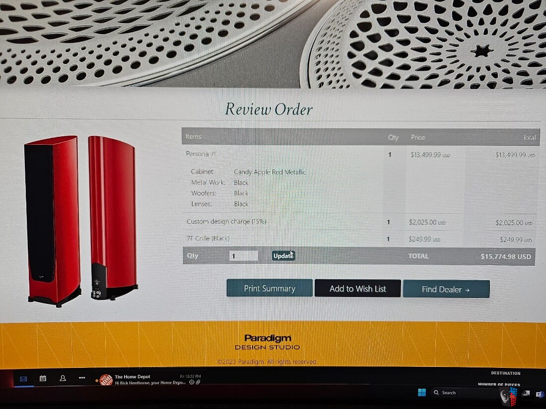 Paradigm Persona 7F Metallic Red MINT $500 included towards freight ...