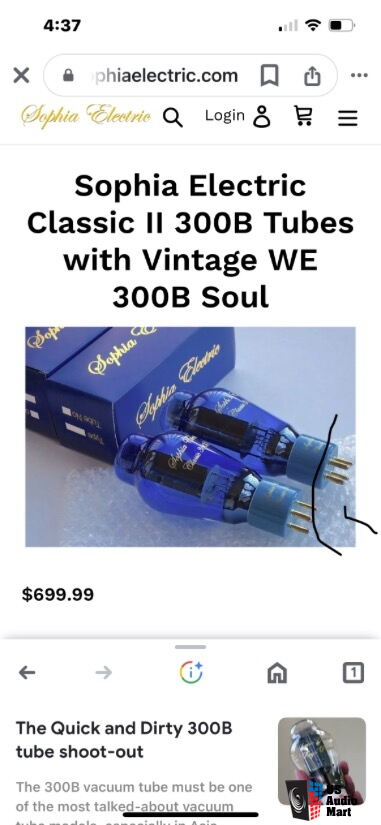 Sofia Electric Blue Glass 300B Tubes Photo #4750256 - US Audio Mart