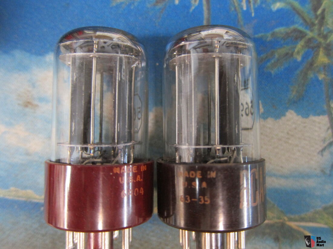 Pr NOS Vintage RCA 5691 Red Base Tubes,D Getters, 5 Support Rods ...