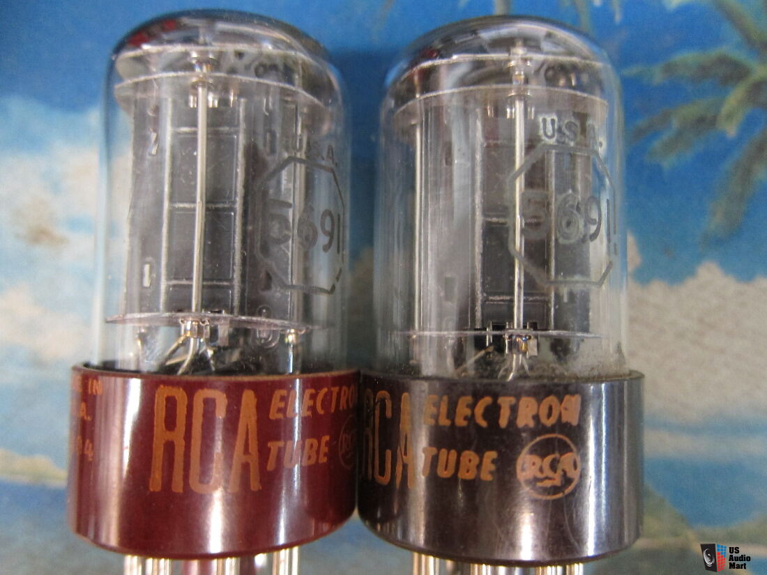 Pr NOS Vintage RCA 5691 Red Base Tubes,D Getters, 5 Support Rods ...
