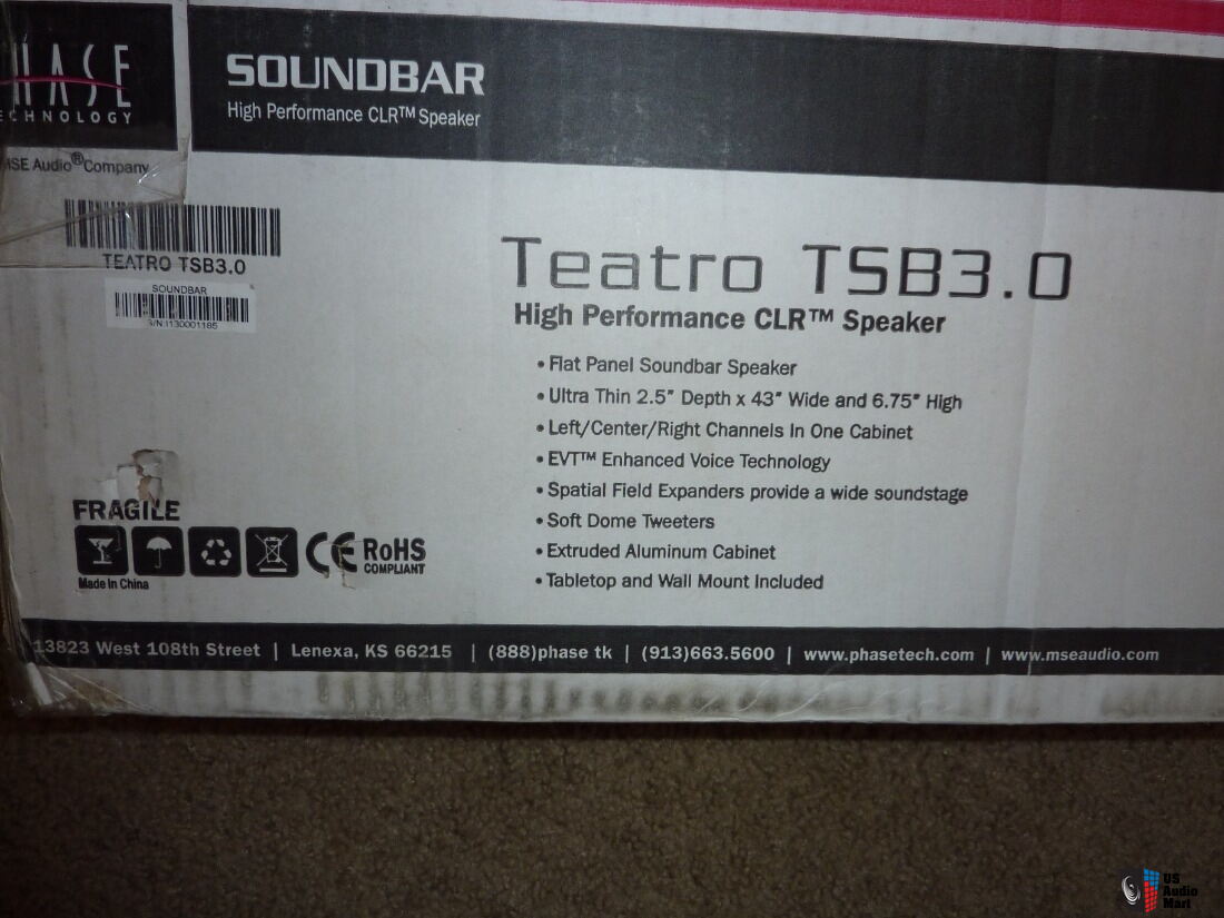 Phase Tech Teatro 3.0 Passive Soundbar For Sale - US Audio Mart