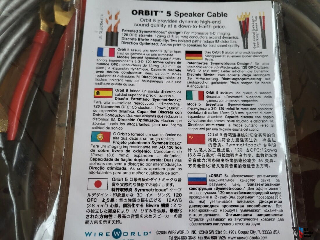 Wireworld Orbit 5 Speaker cable pair bi-wire Spades reduced Photo ...