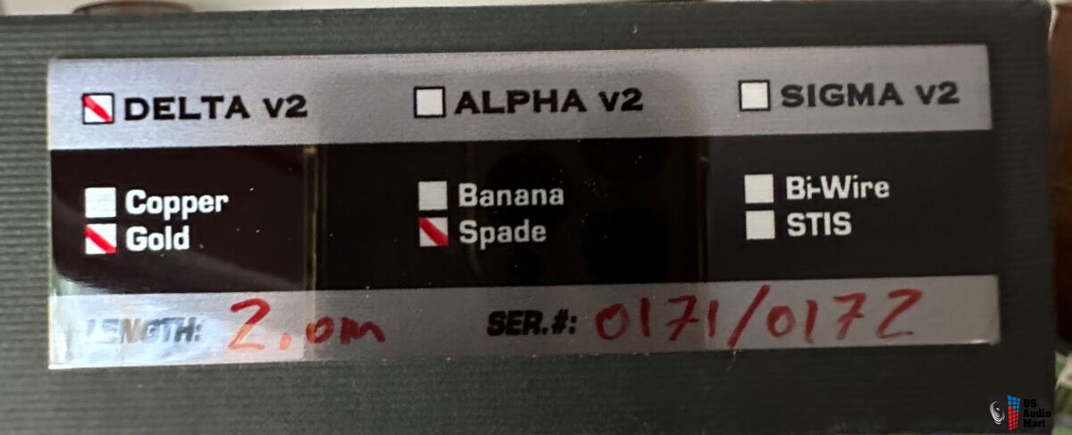 Shunyata Research Delta v2 Speaker Cables. 2M, gold spades both ends ...