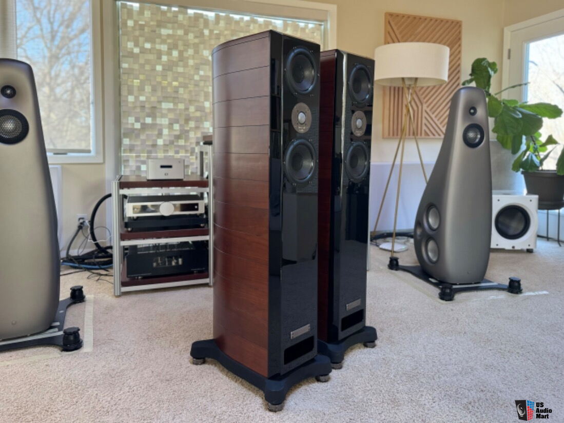 Usher Mini Dancer Two DMD Speakers in Walnut w/ Optional Center and ...