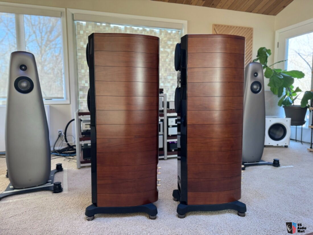 Usher Mini Dancer Two DMD Speakers in Walnut w/ Optional Center and ...