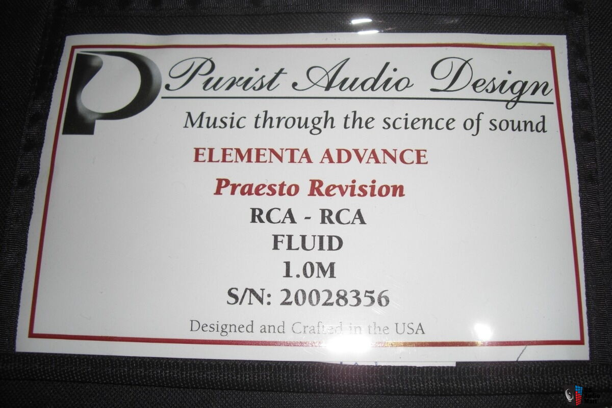 Purist Audio Design PAD Elementa Advance Praesto Revision *1 Meter Pair ...