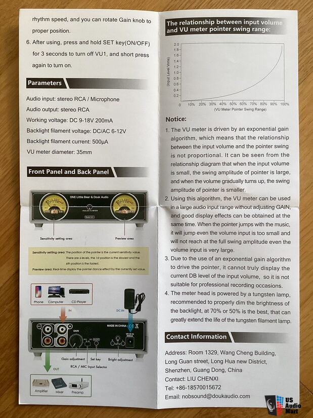DOUK Audio Little Bear VU1 Stereo VU meter For Sale - US Audio Mart