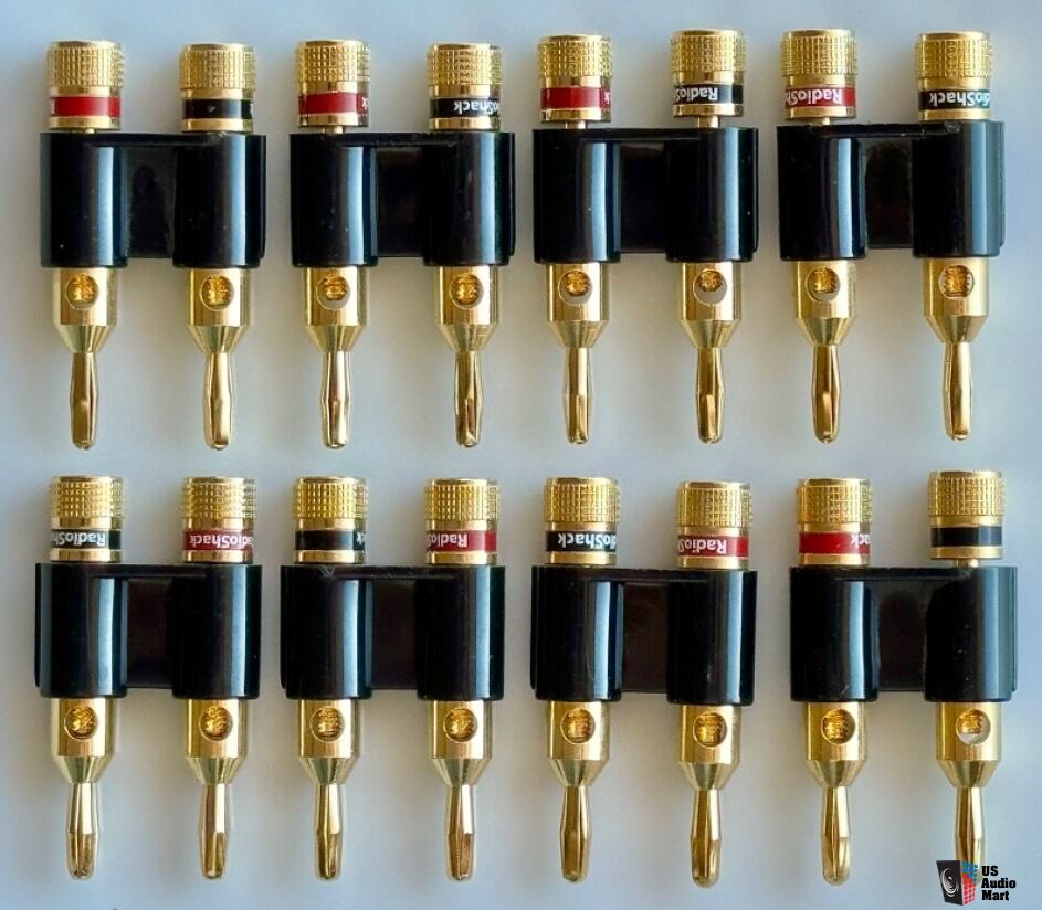 Gold Dual Banana Plug Black Qty = 8 For Sale - US Audio Mart
