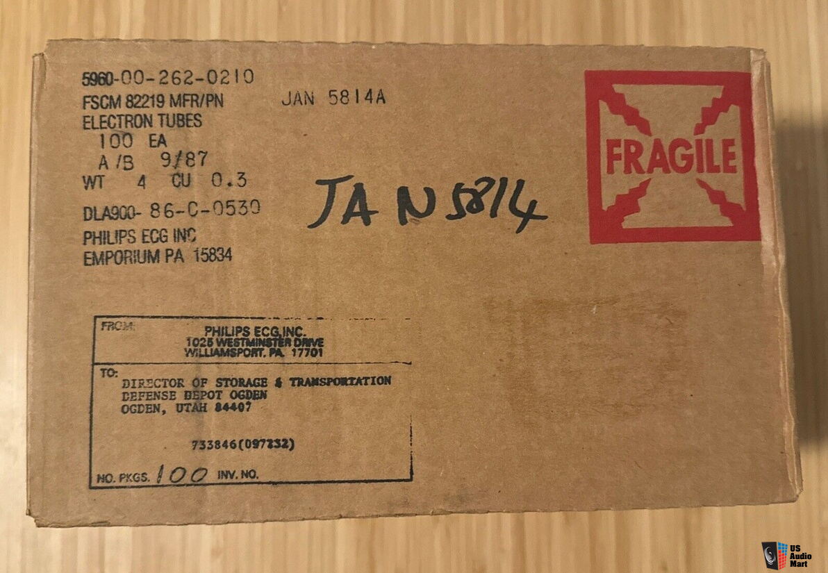NOS Philips JAN 5814A Factory Sealed 100 ct. Case = 12AU7, 6189, 7316 ...