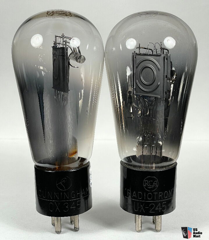 Pair: RCA UX-245 & Cunningham CX-345 balloon vacuum tubes dual tested ...