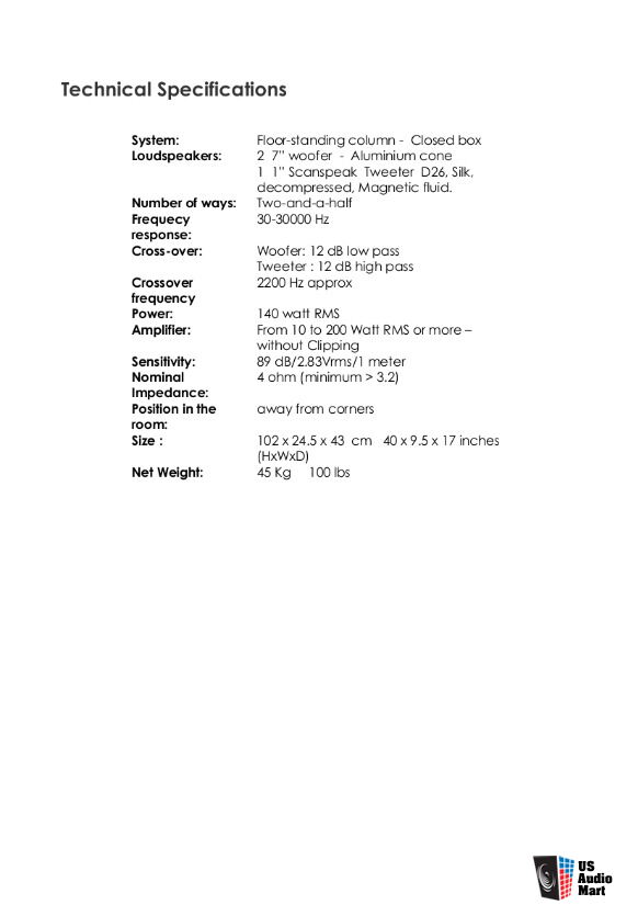 Opera Seconda Loudspeakers - Can Bring to PA/NY Metro (See Listing for ...