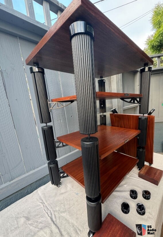 Solid-Tech Hybrid Rack Black and Walnut, 3 shelves and Turntable Top ...