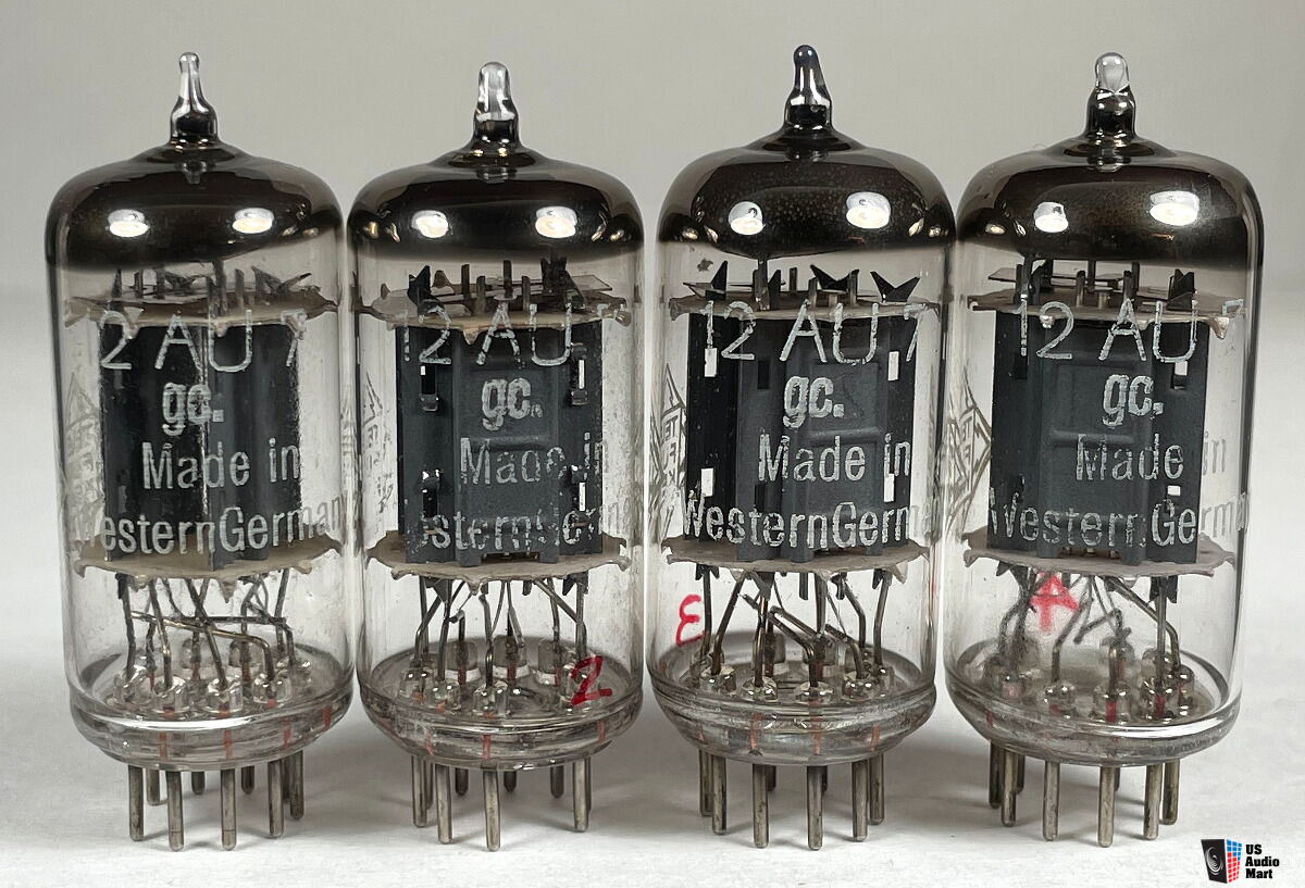 4 1956 Telefunken 12AU7 ECC82 Ribbed Plate Tubes TV7 & AT1000 test as ...