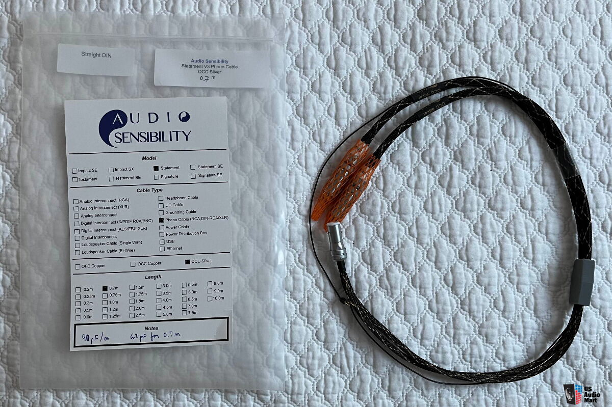 Audio Sensibility Statement Silver Straight DIN Phono Cable V3 - MINT ...