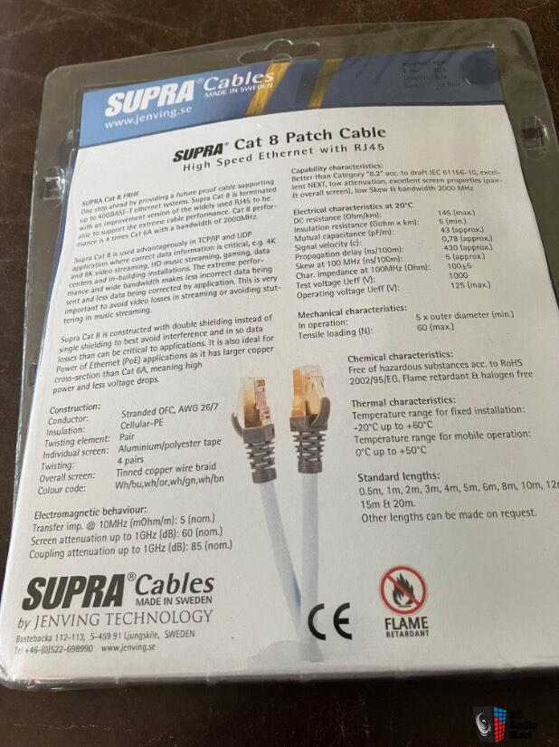 Supra Cat 8+ Ethernet - 6 meters