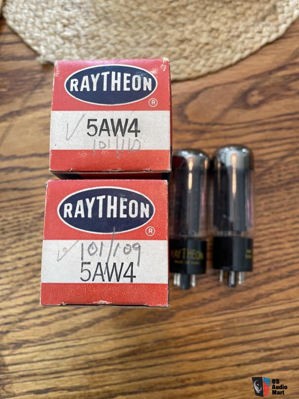 Raytheon 5AW4 rectifier tubes - NOS pair - EC! For Sale - Canuck Audio Mart