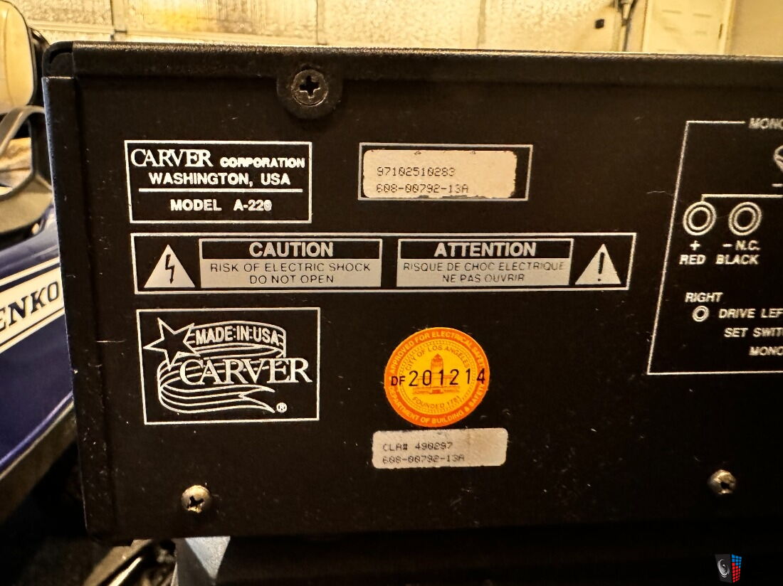 Carver A-220 Power Amplifier - Audiophile grade! Excellent condition ...