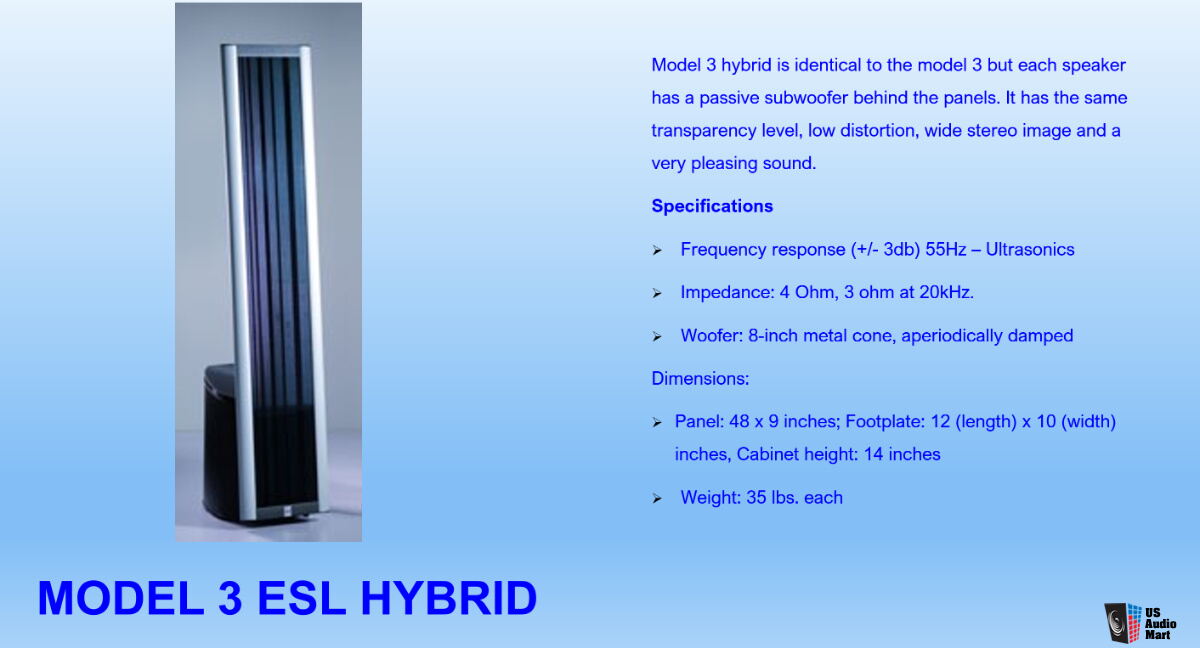 FINAL Electrostatics, THE NEXT GEN ESL, MODEL 3 HYBRID Stunning Design ...