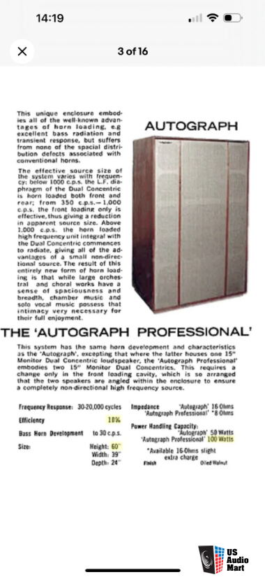 Tannoy Autograph Professional - Rare Collectible And Classy Photo ...