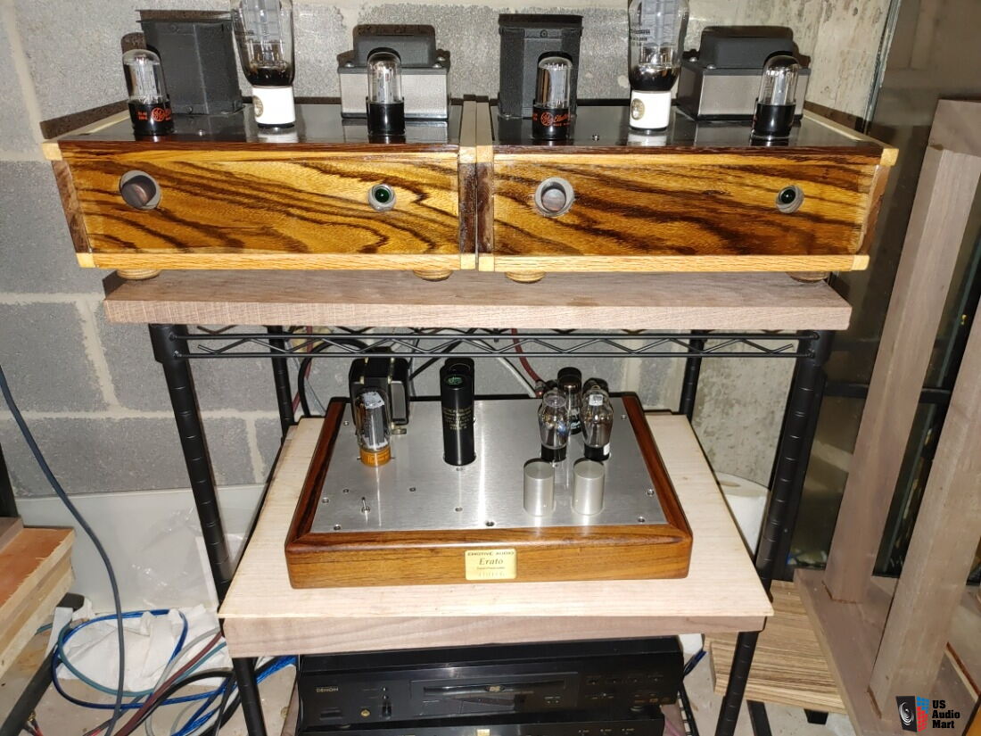 Alan Eaton 2A3 mono amplifiers in custom zebrawood/walnut chassis ...