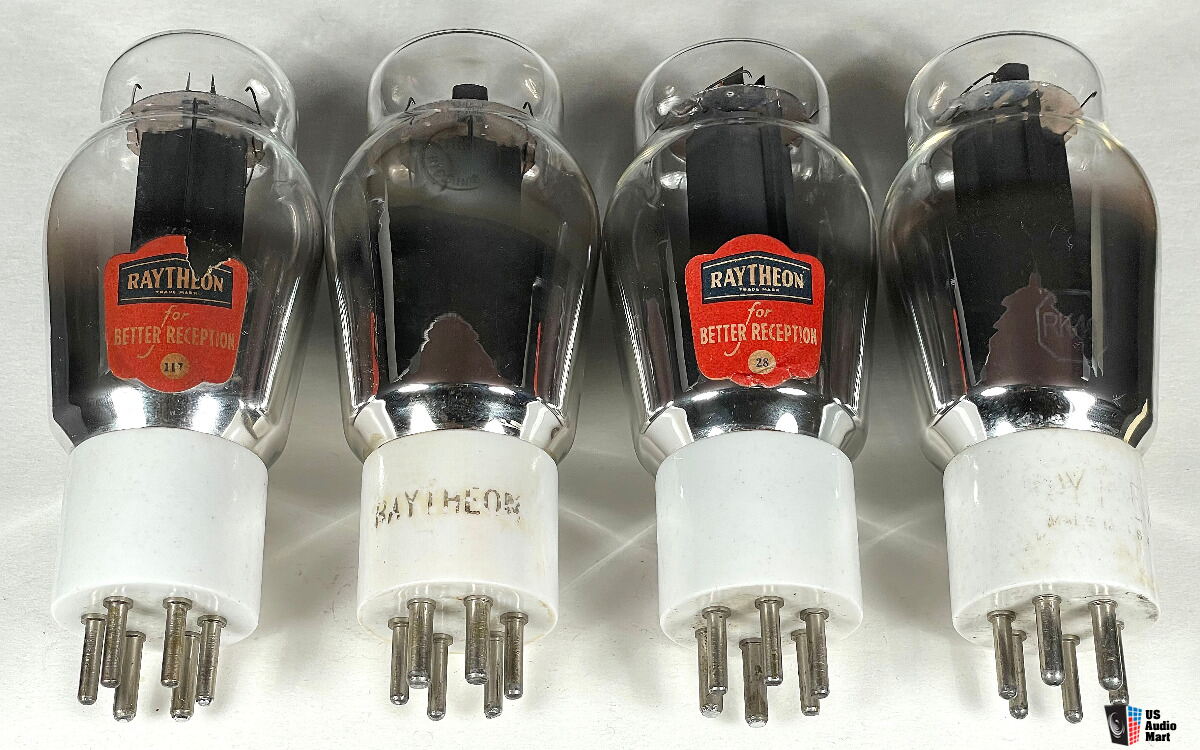 4 Raytheon RK-49 six-pin 6L6G ceramic base tubes TV7 tested NOS strong ...