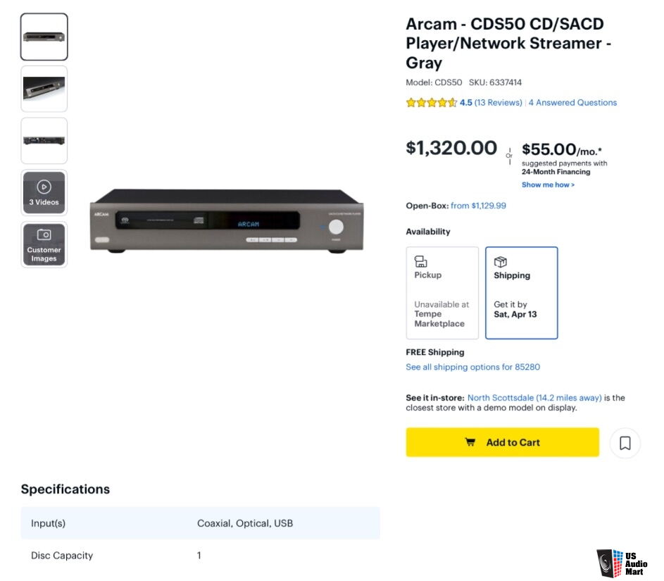 Arcam CDS50 SACD/CD Player & Digital Streamer Photo #5359944 - US Audio ...