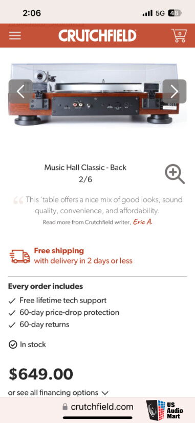 Musica Hall Classic turntable Photo #5364625 - US Audio Mart
