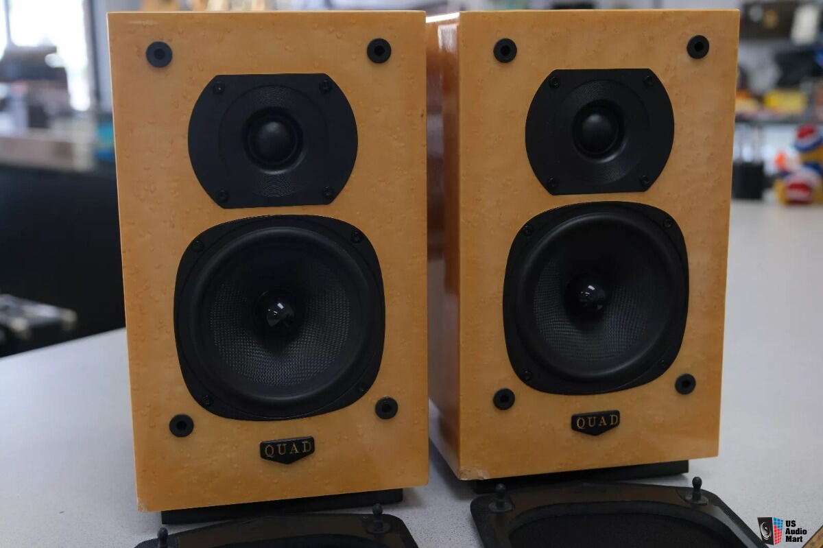 Rare Vintage Quad 77-11L Bookshelf Speakers Birds eye MAPLE GLOSS Photo ...