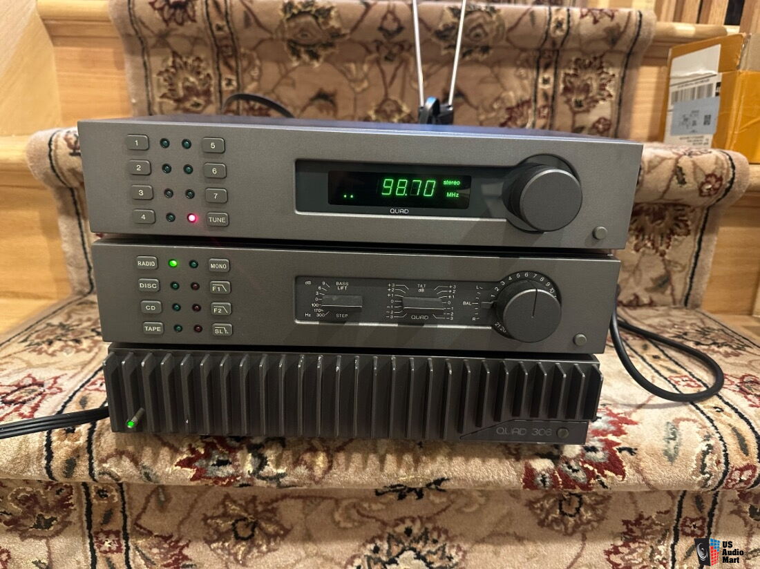 QUAD 306 amp, 34 Preamp and FM4 Tuner set with power cords Photo ...