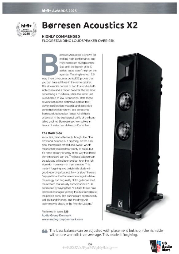 Borresen X2 Speakers - Hifi Plus Award Winner Photo #5433639 - US Audio ...