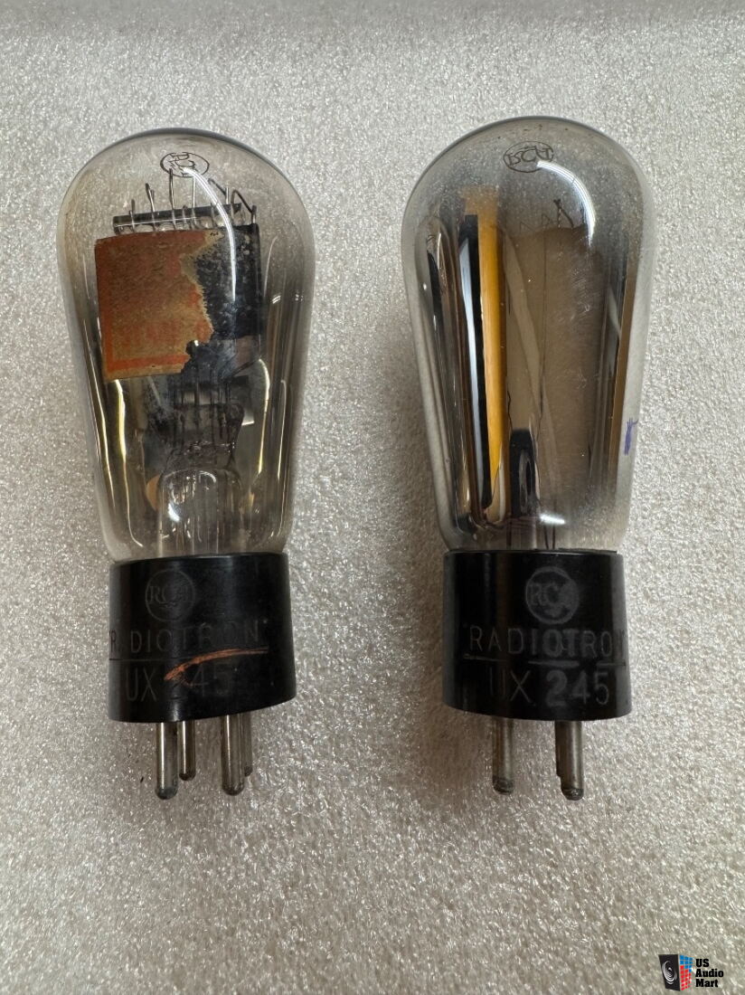 RCA Radiotron UX-245 Globe 45 Engraved Base Matching Pair Output Tubes ...