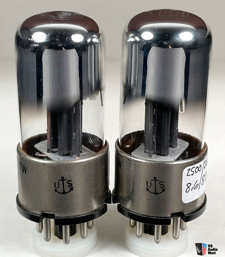 2 Sylvania JAN-CHS-6SN7W metal base tubes TV7 AT1000 test NOS, balanced ...
