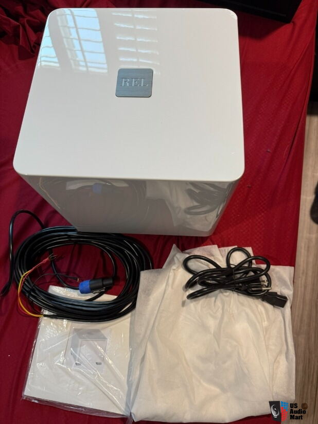 REL T5/x 8 inch Gloss White subwoofer with Neutrik Speakon Interconnect ...