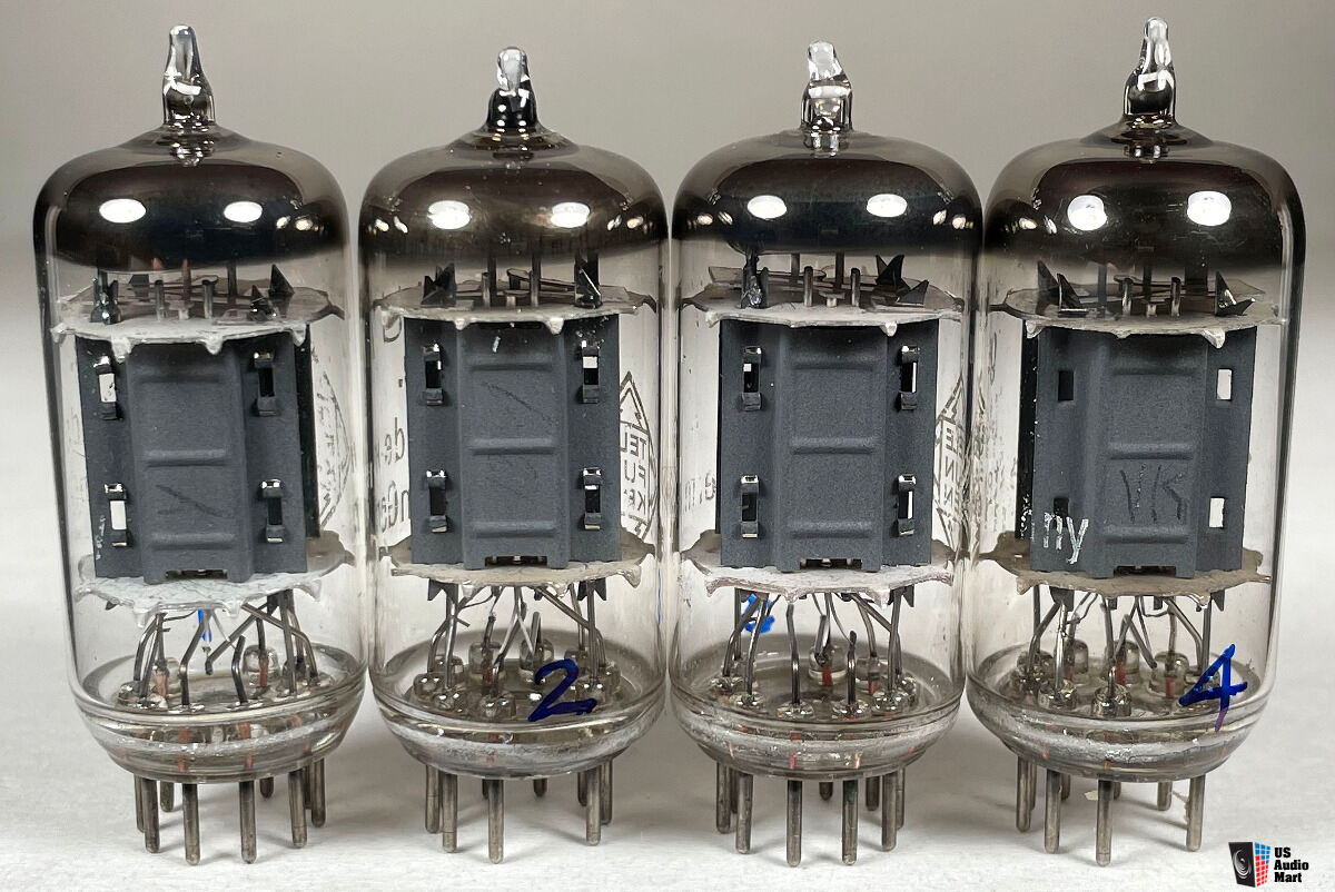 4 1956 Telefunken 12AU7 ECC82 Ribbed Plate Tubes TV7 & AT1000 tested ...