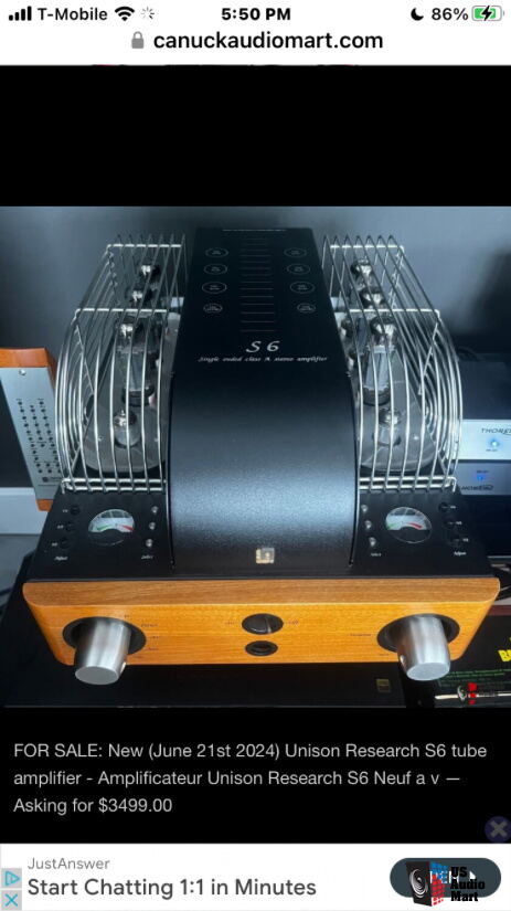 Unison Research S6 Parallel Pentode Tube Amp w/ Beautiful Wood Trim For ...