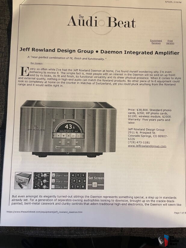 Jeff Rowland Design- Daemon Integrated Amp- Price Reduction Photo ...