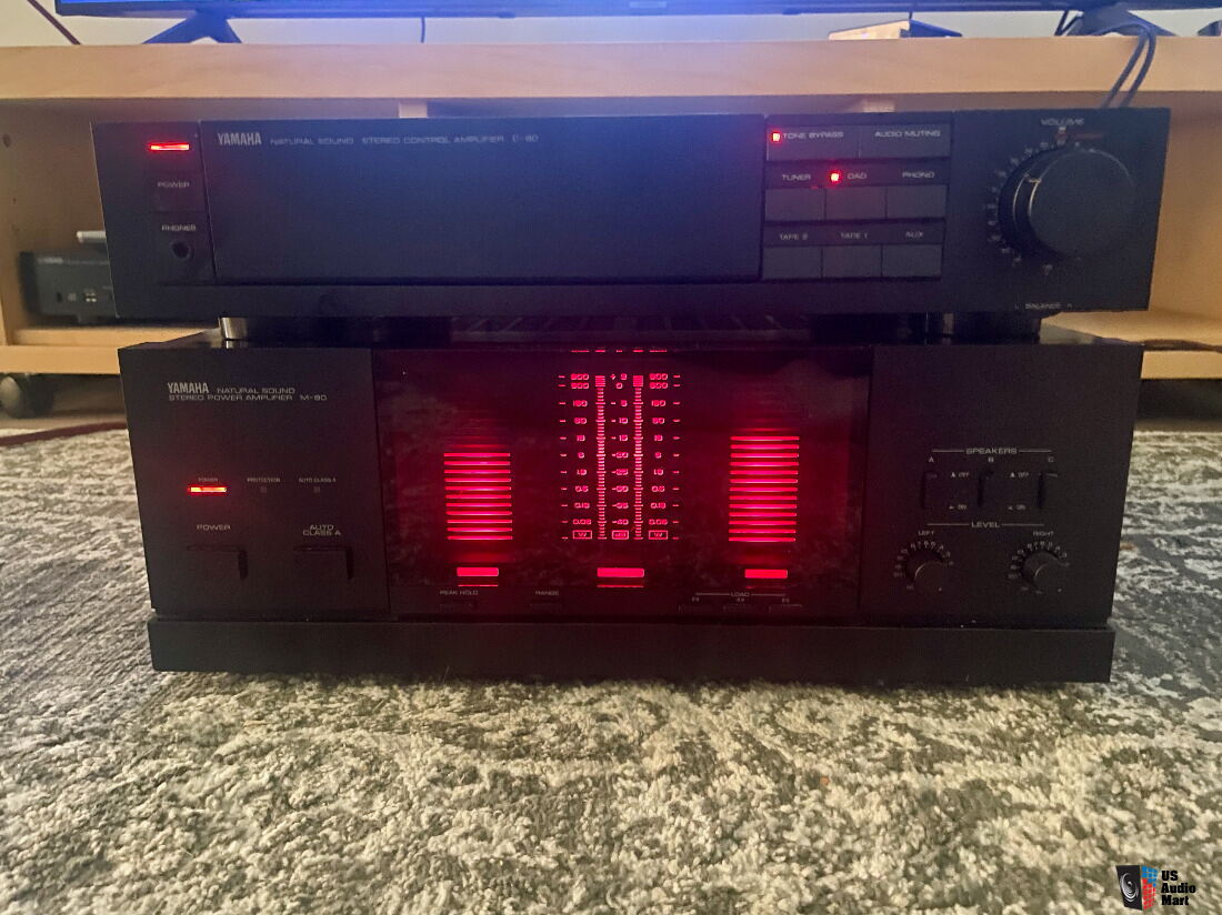 Yamaha M-80 Amplifier and C-80 Preamp - 250 Watts @ 8 Ohms - Serviced ...