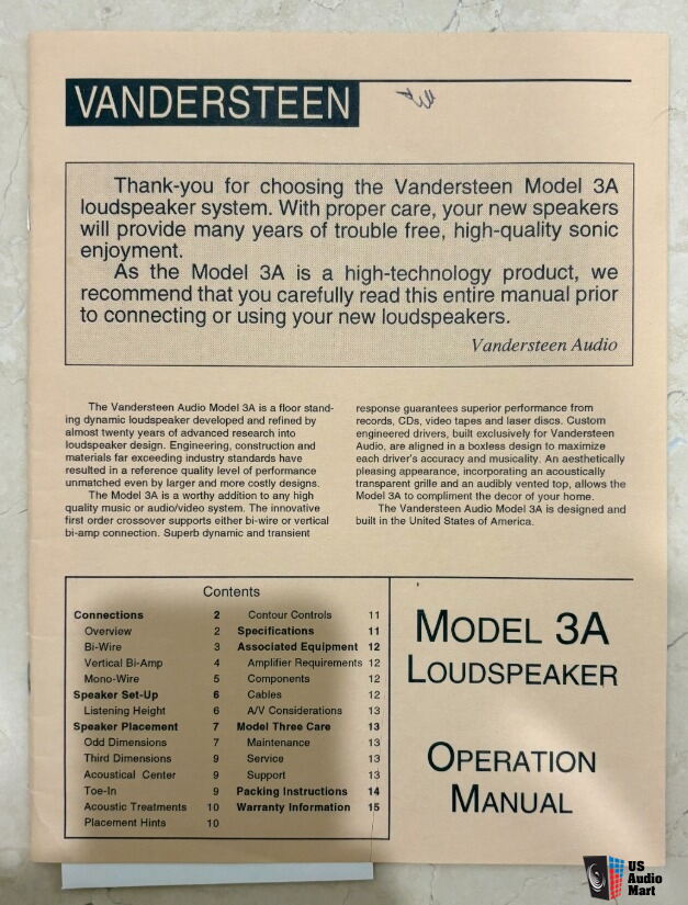 Vandersteen Model 3A Speakers - Black Finish - Excellent Condition ...