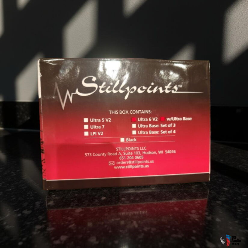 Stillpoints Ultra 6 V2 Silver with Base Dealer Ad - US Audio Mart